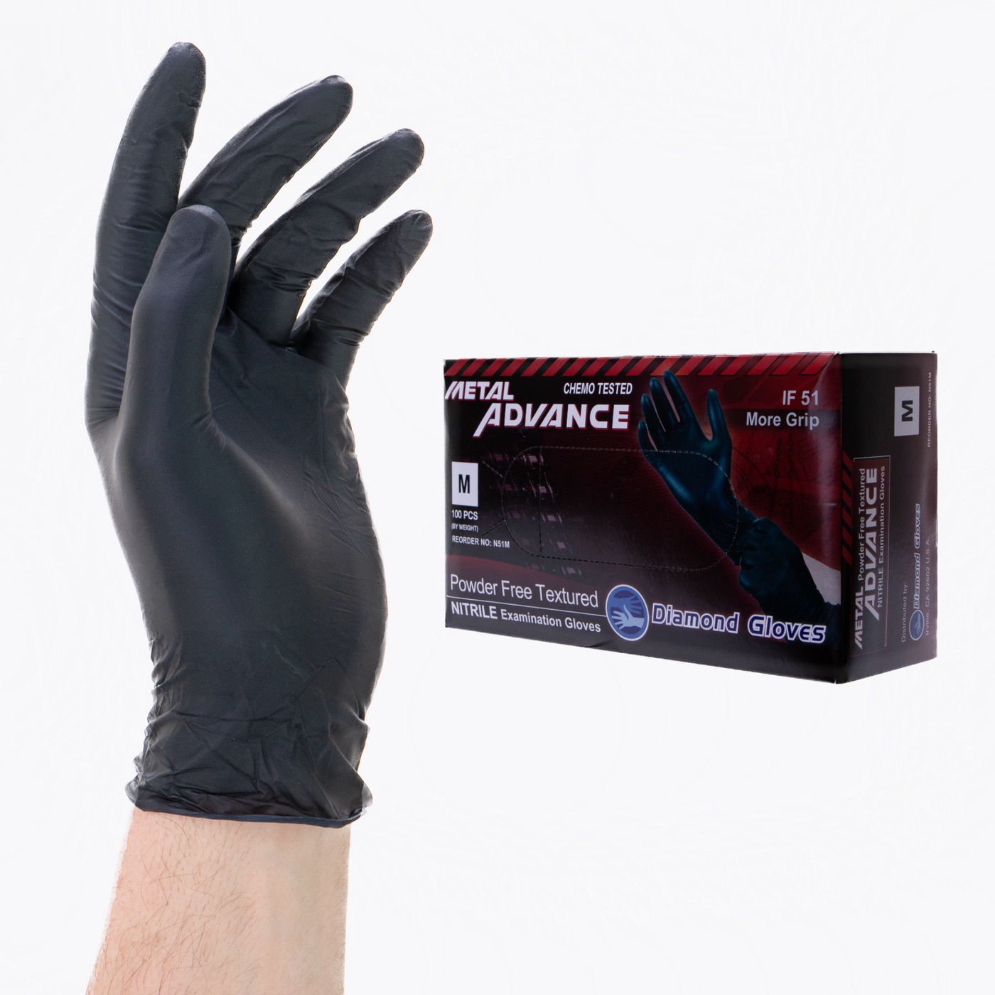 Advance IF51 Black Nitrile Exam Gloves 5 Mil — PrimeTouch